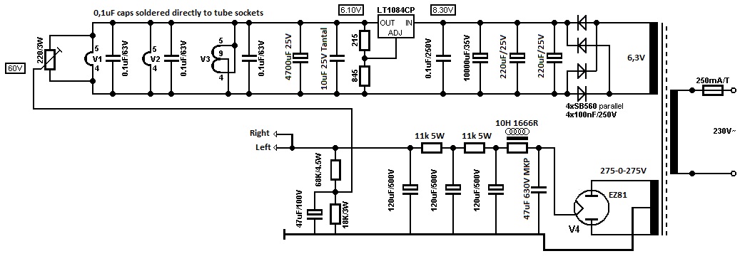 Power Supply for EAR 834P with optional EZ81 tube rectification | Look ...